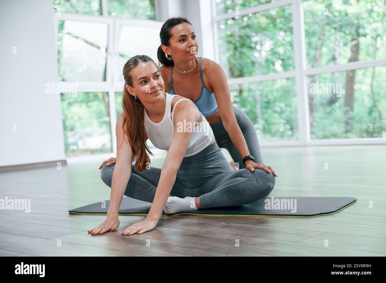 Professional yoga trainer exercises hi-res stock photography and images ...