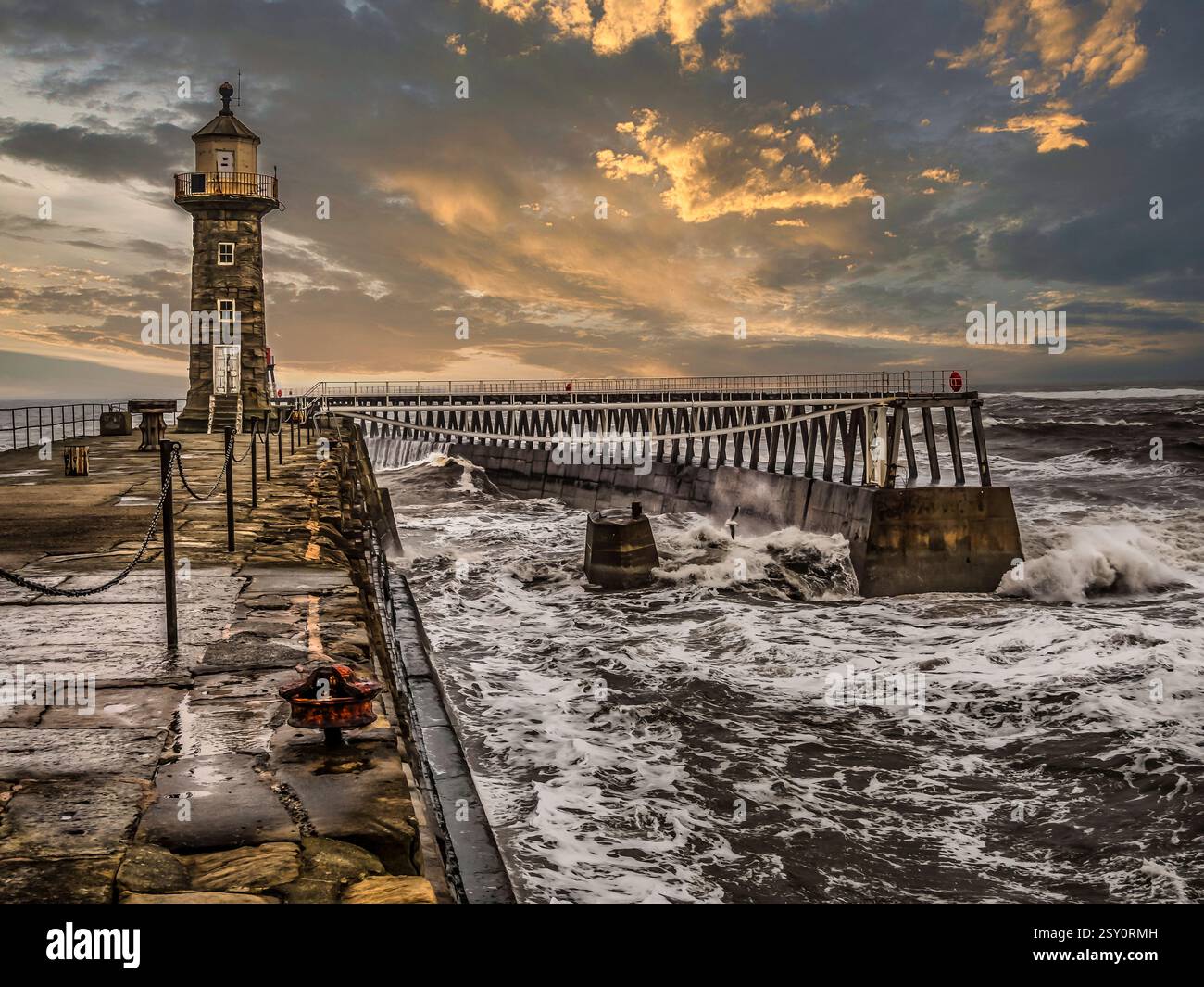 Whitby harbour jetty in black and white hi-res stock photography and ...