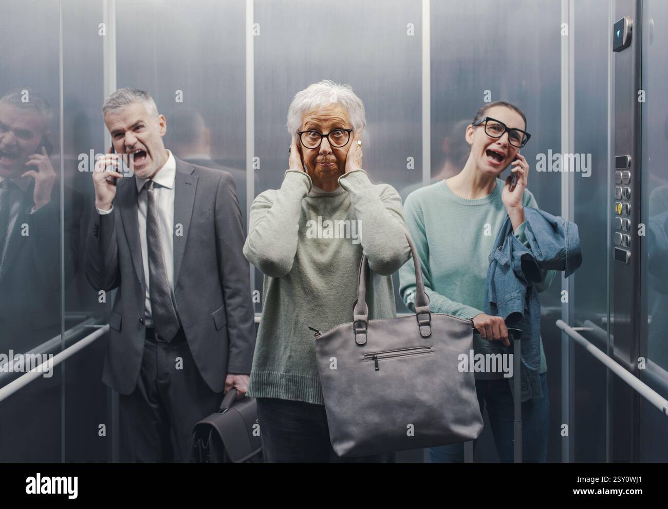 Woman covering ears transport hi-res stock photography and images - Alamy