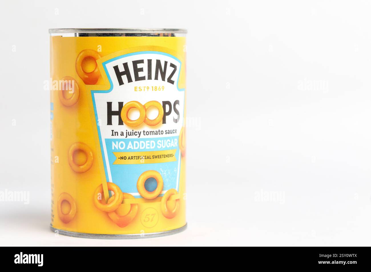 London, United Kingdom, 24th Febuary 2025 :- Tin of Heinz Hoops, with ...