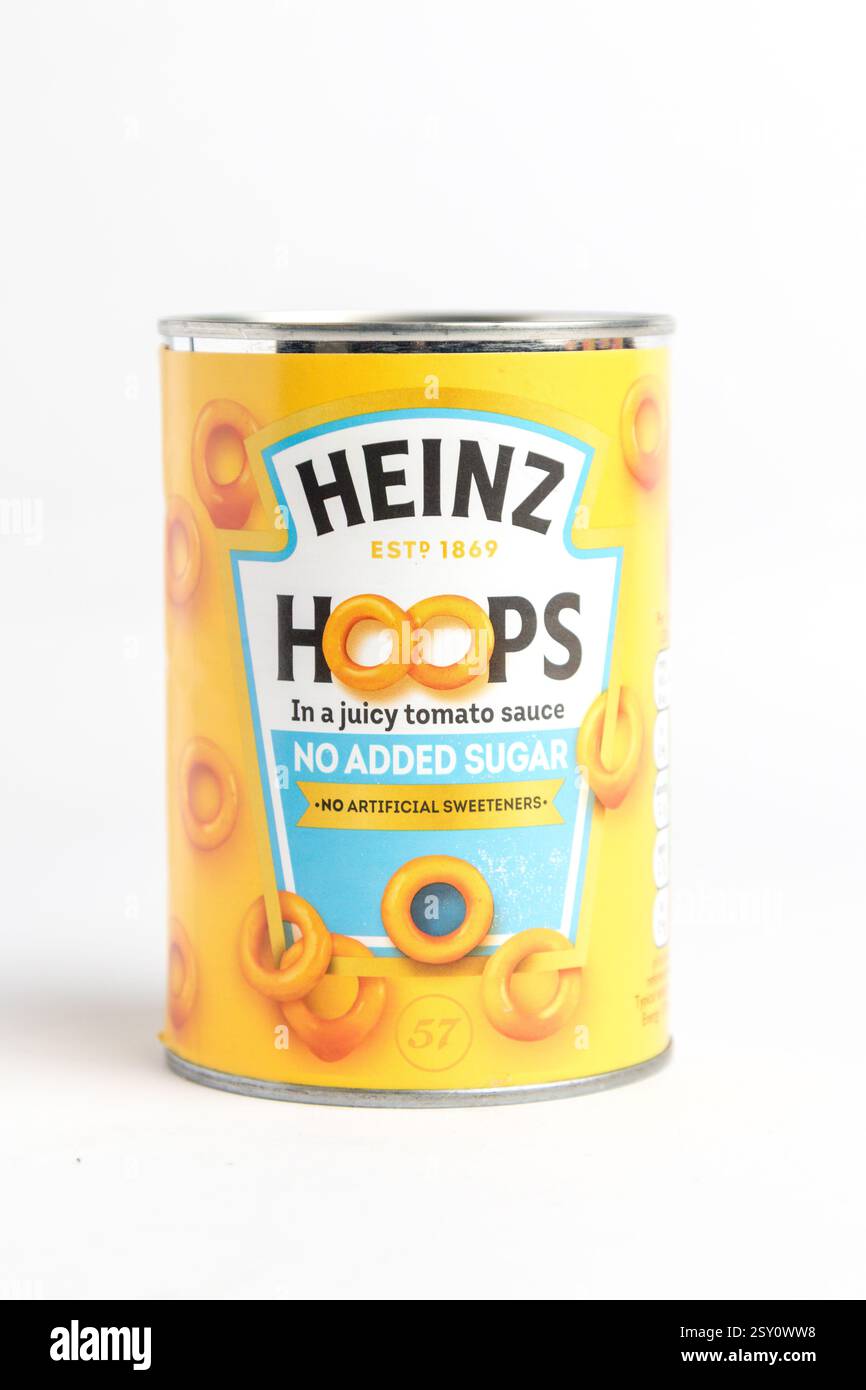 London, United Kingdom, 24th Febuary 2025 :- Tin of Heinz Hoops, with ...