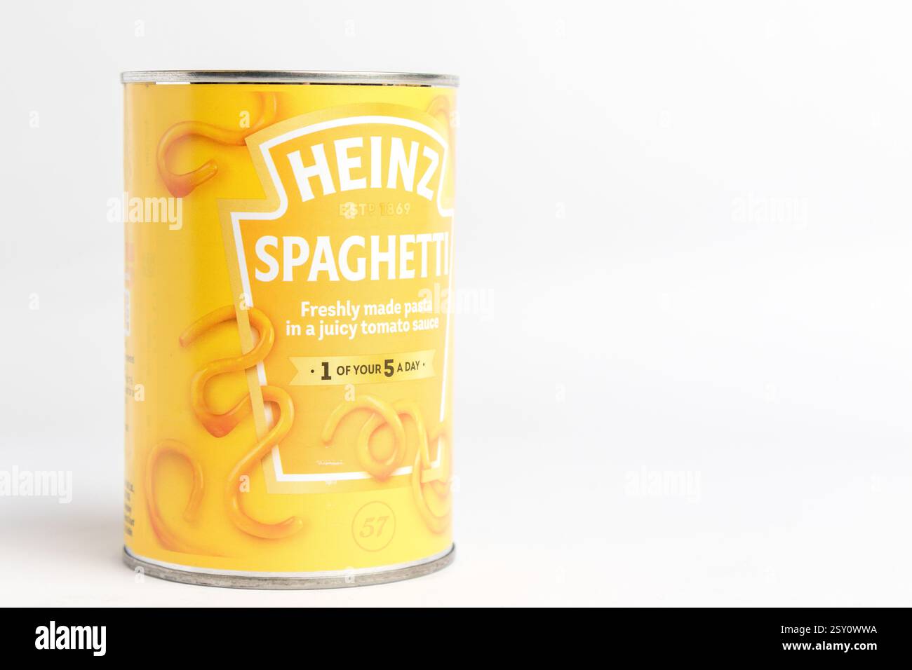 London, United Kingdom, 24th Febuary 2025 :- Tin of Heinz Spaghetti ...