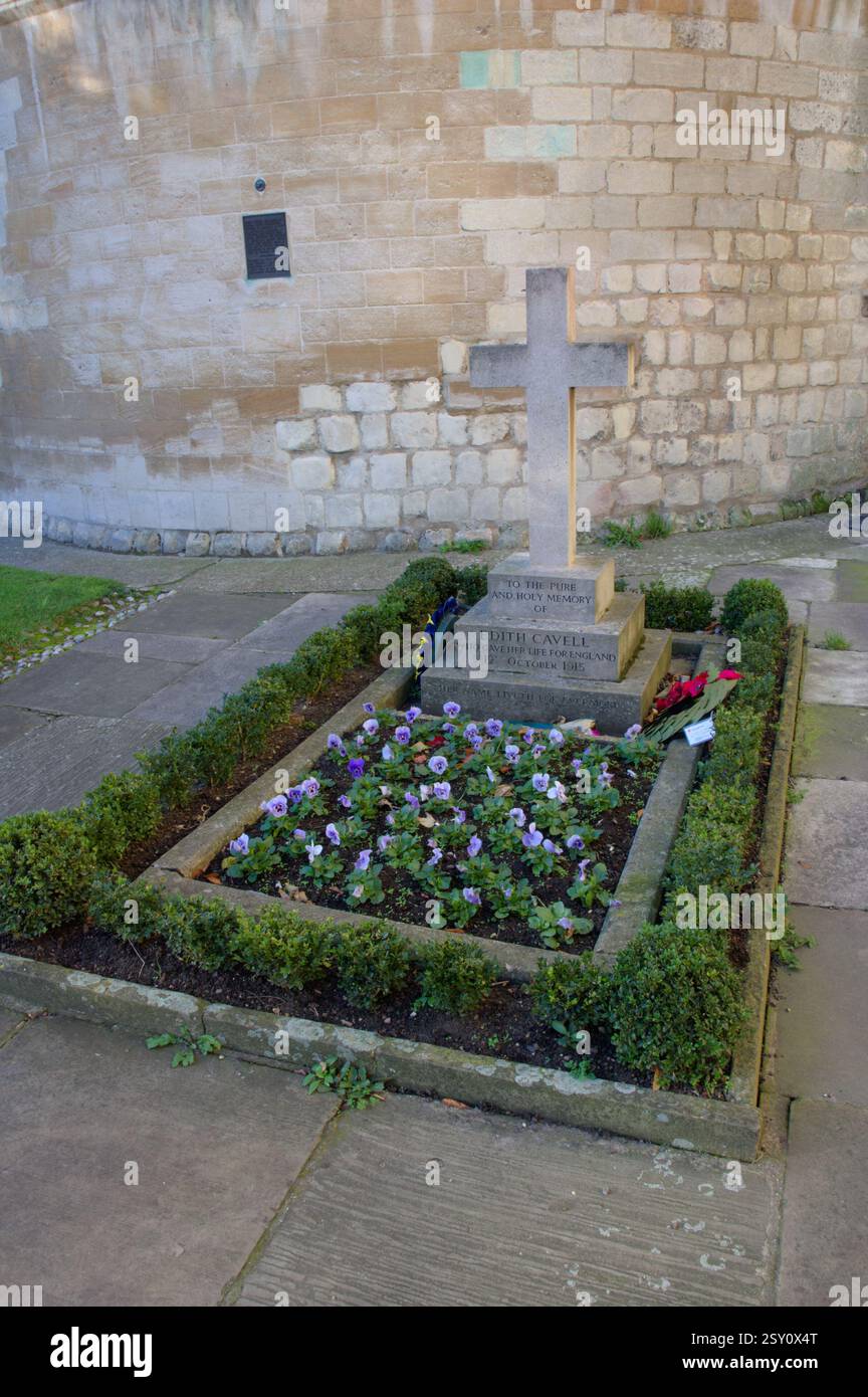 Grave of heroine Nurse Edith Cavell in Norwich Cathedral Close Stock ...