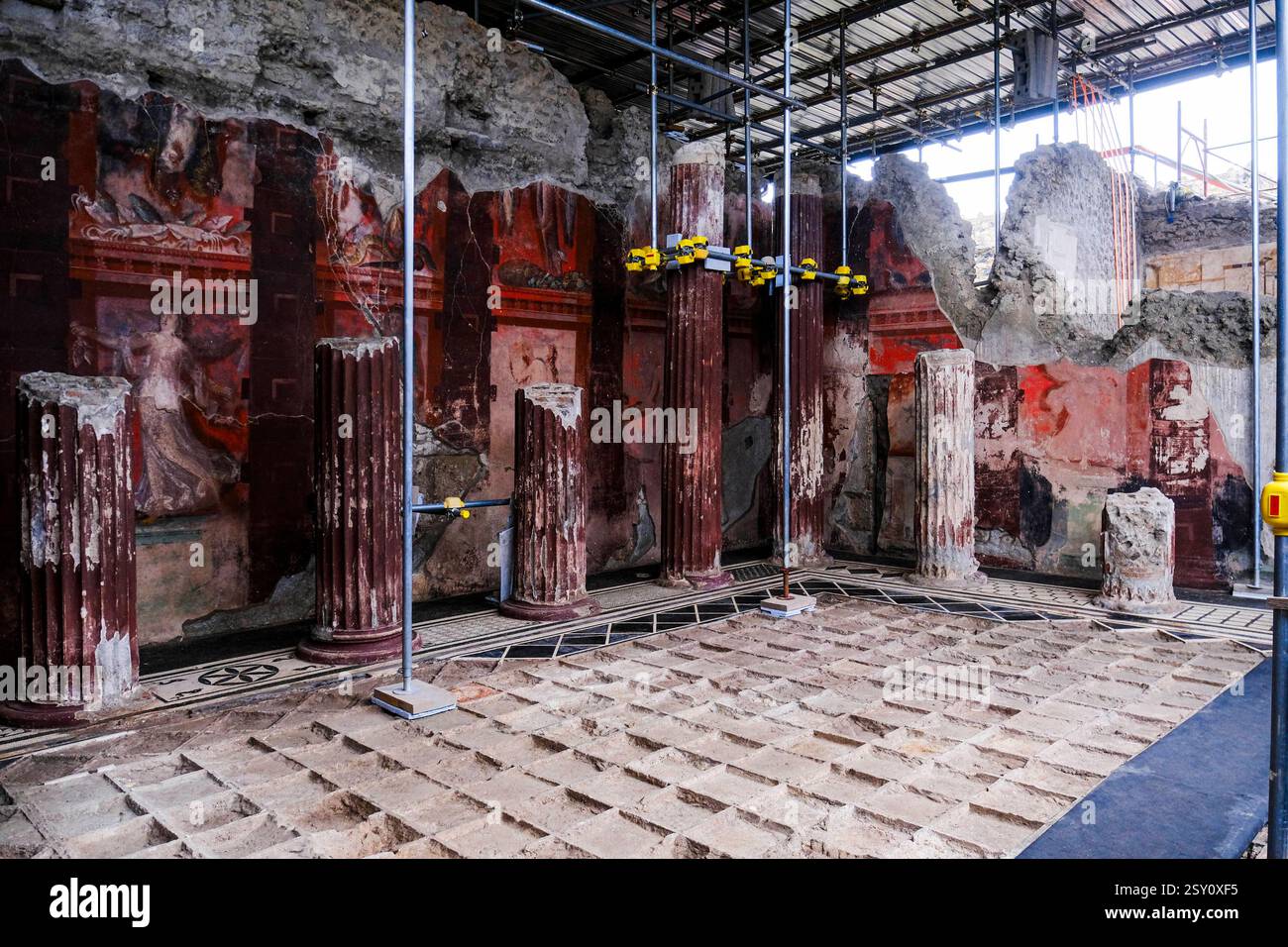 pompeii, a frescoed room with initiation into the mysteries and ...
