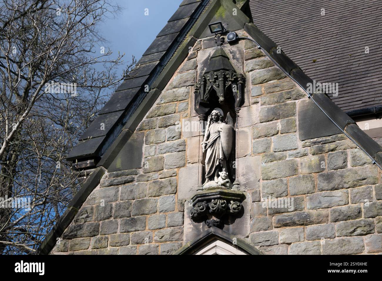Statue above south doorway, St. Michael`s Church, Boldmere, Birmingham ...