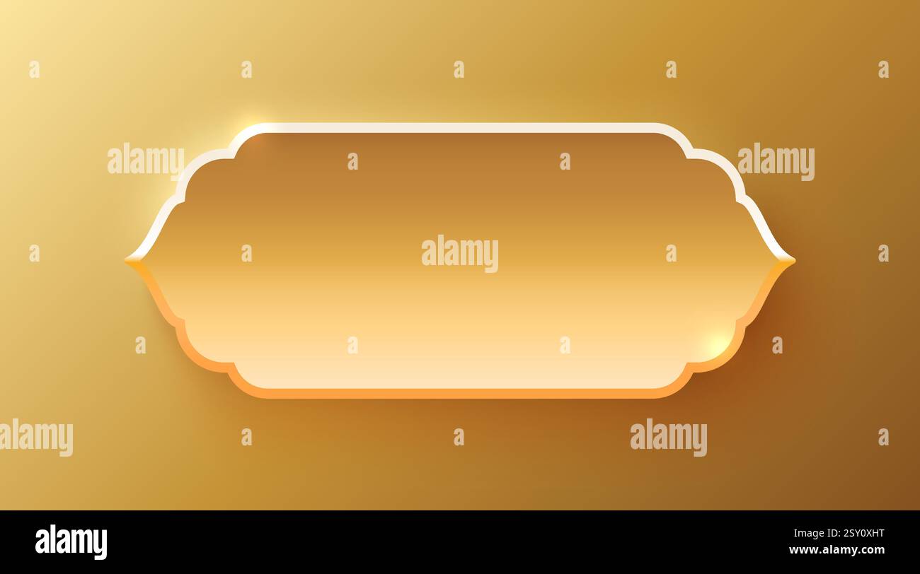 Golden frame label, event bar button, gold signboard. Vector Stock ...