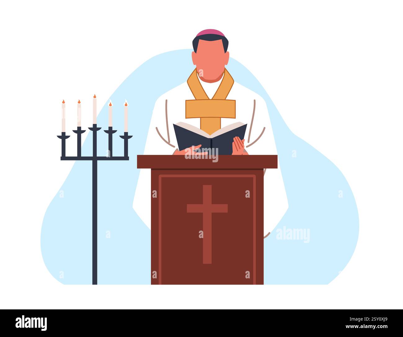 Catholic church minister preaches sermon. Priest religious speech, holy ...