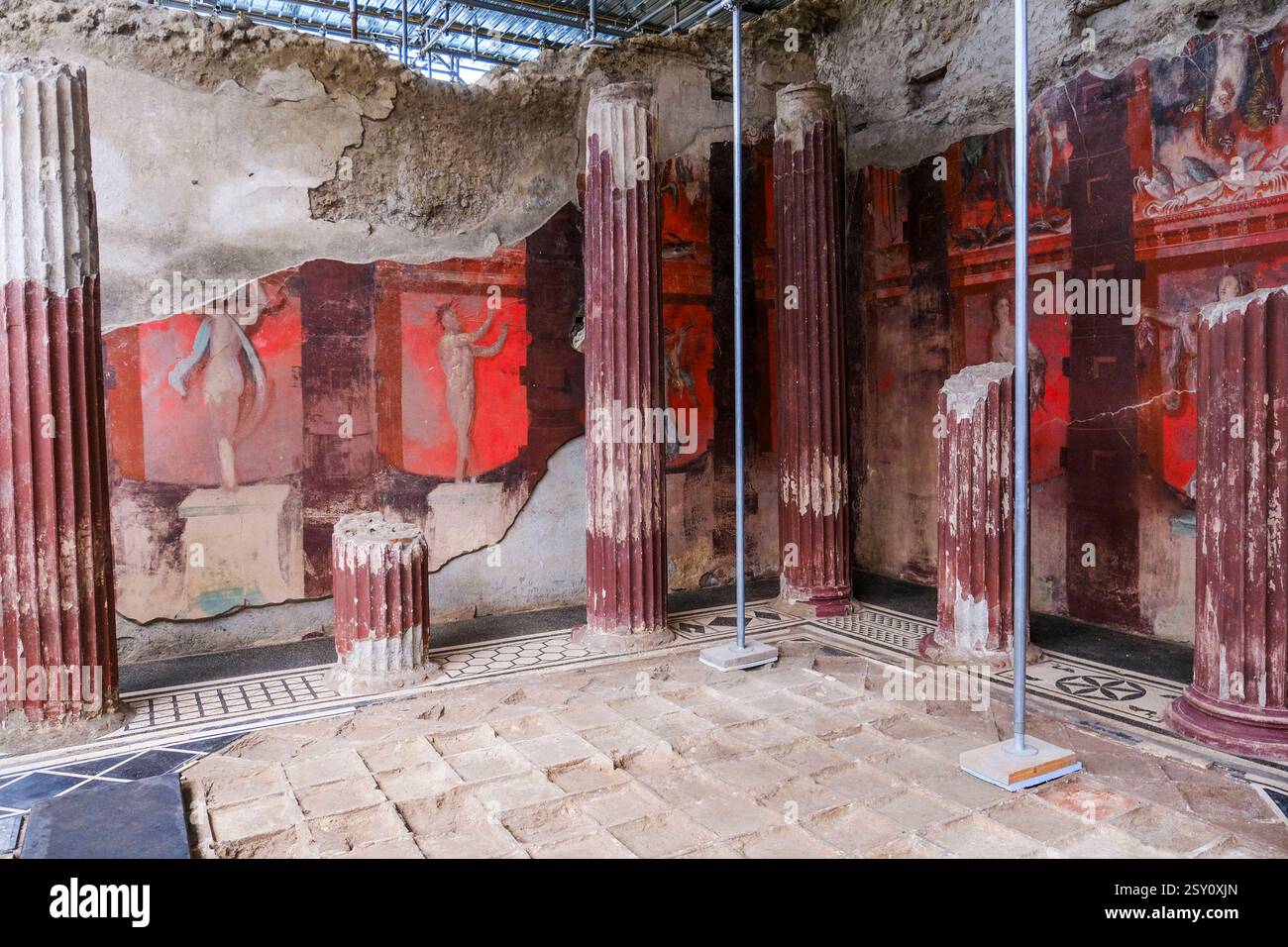 pompeii, a frescoed room with initiation into the mysteries and ...