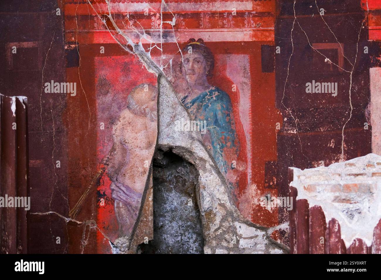 pompeii, a frescoed room with initiation into the mysteries and ...