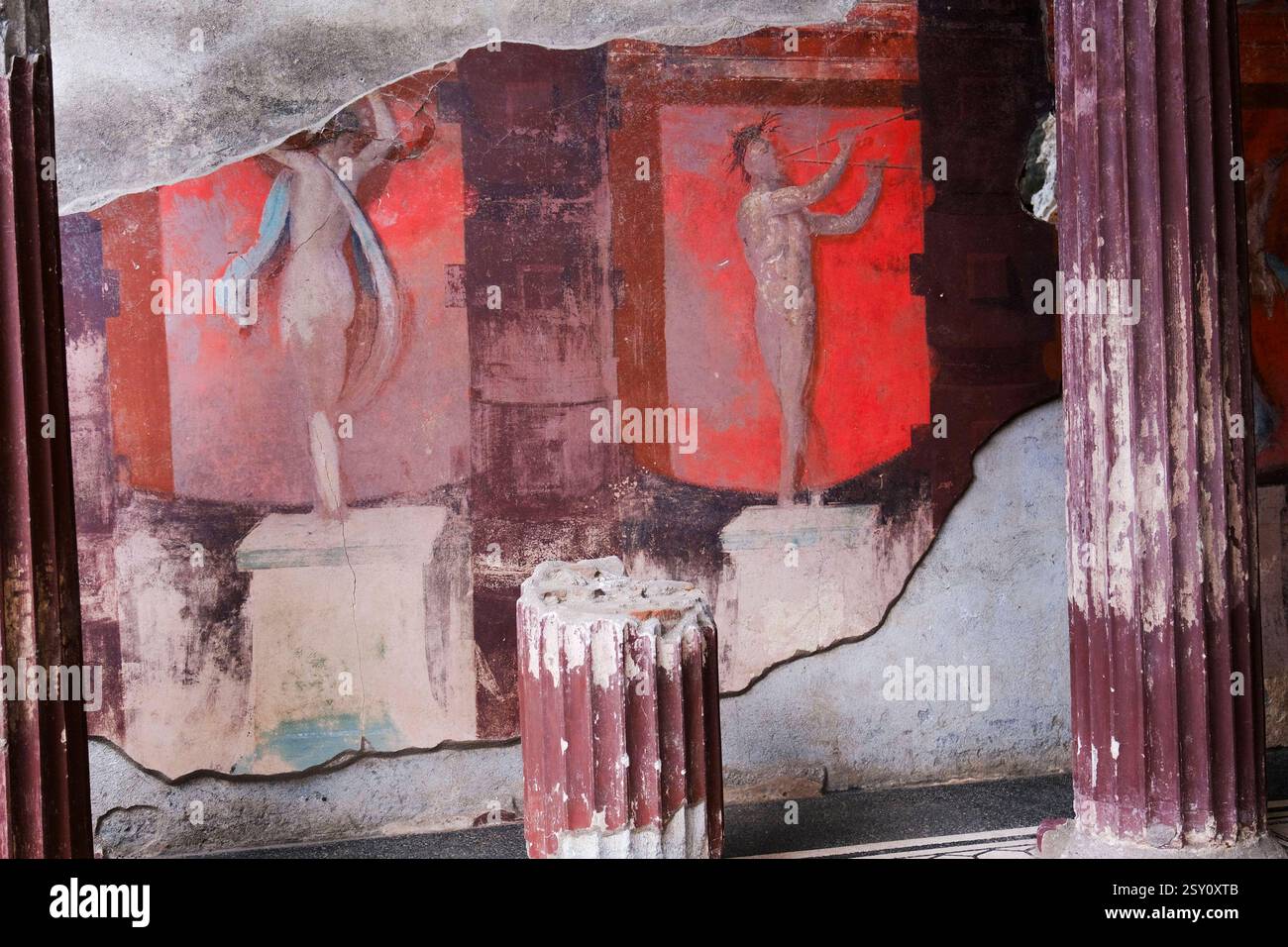 pompeii, a frescoed room with initiation into the mysteries and ...