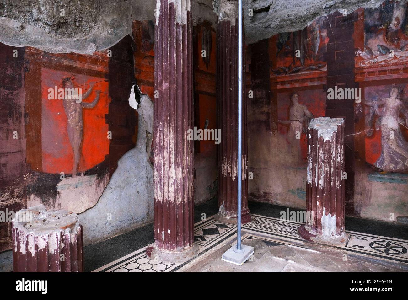 pompeii, a frescoed room with initiation into the mysteries and ...