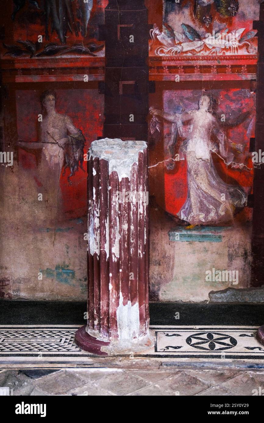 pompeii, a frescoed room with initiation into the mysteries and ...