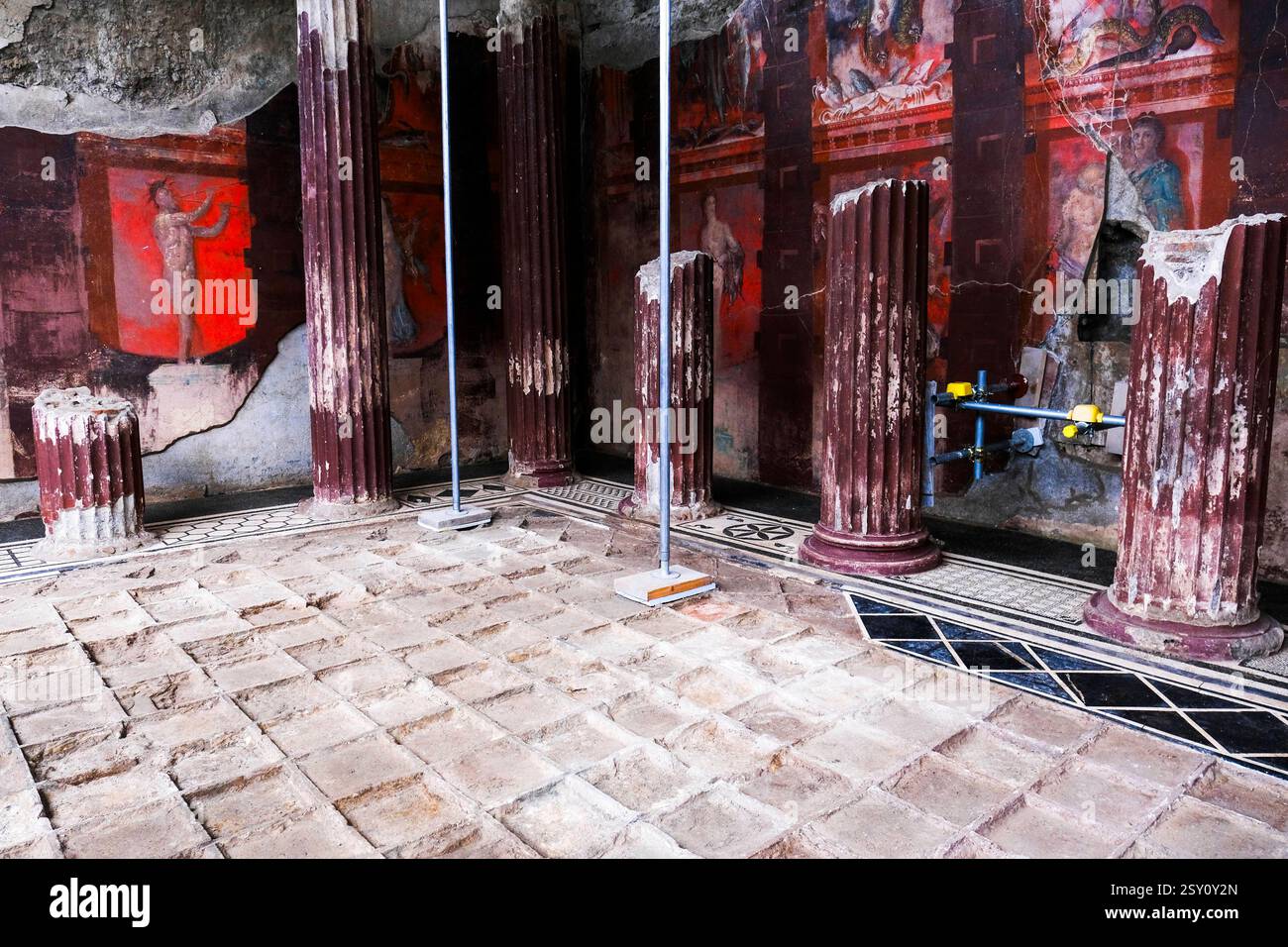 pompeii, a frescoed room with initiation into the mysteries and ...