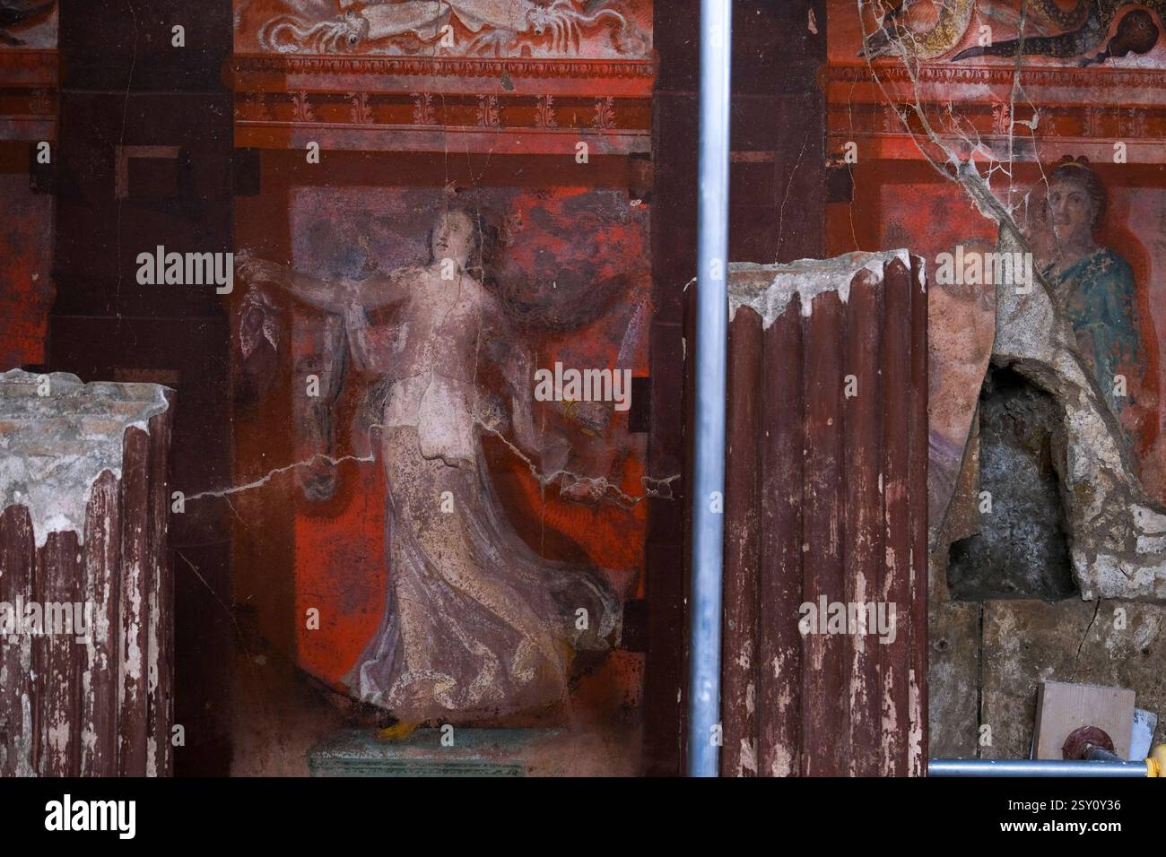 pompeii, a frescoed room with initiation into the mysteries and ...