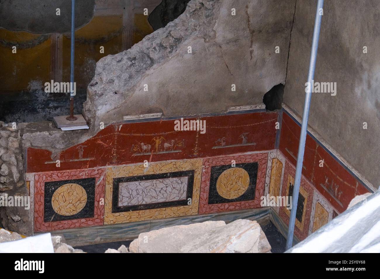 pompeii, a frescoed room with initiation into the mysteries and ...