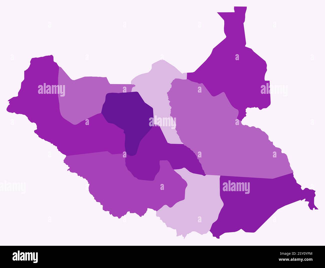 Map of South Sudan with regions. Just a simple country border map with ...