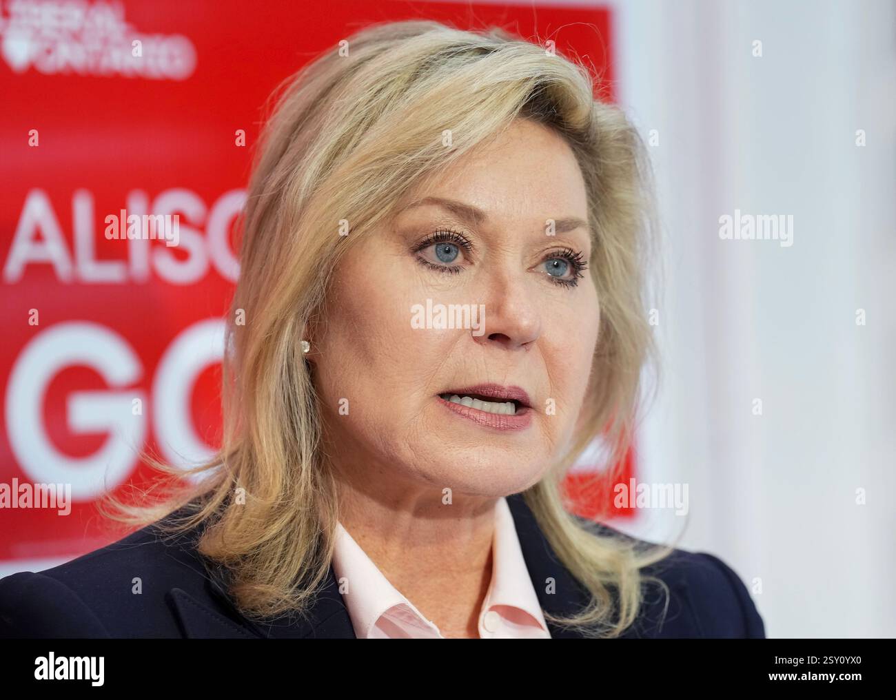 Oakville, Canada. 26th Feb, 2025. Ontario Liberal leader Bonnie Crombie ...