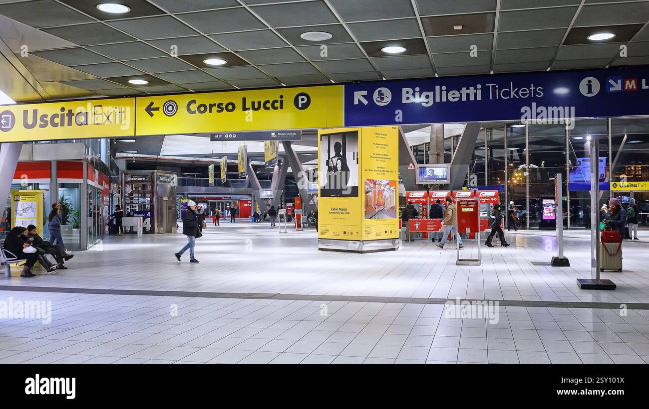 Naples central station, ticket machines inside area Naples, Italy ...
