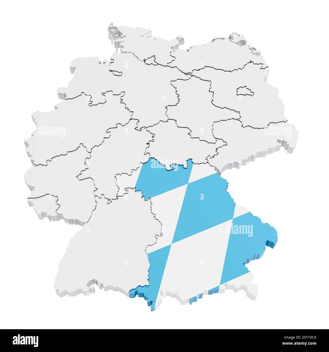 Germany and all its states. The state Bavaria (Bayern) highlighted and ...