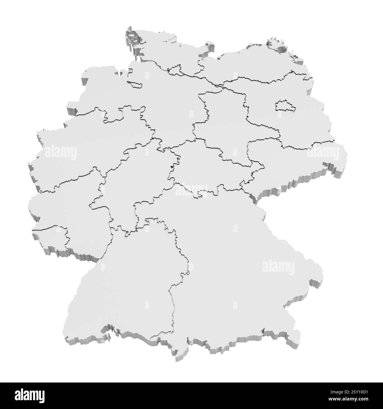Germany and all its states. Isolated on pure white background for ...