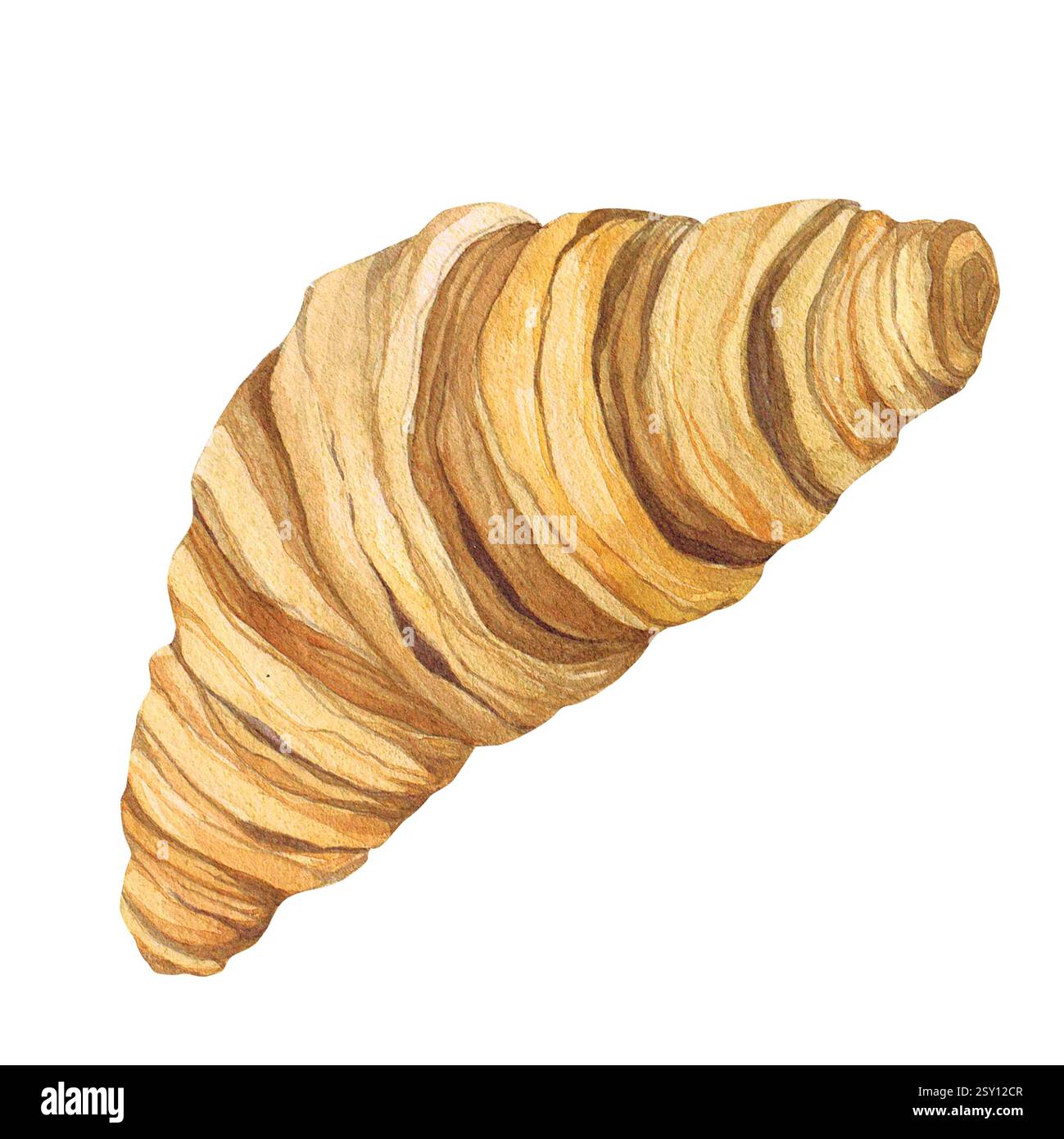 Watercolor illustration of baking. Hand drawn creamy croissant from ...