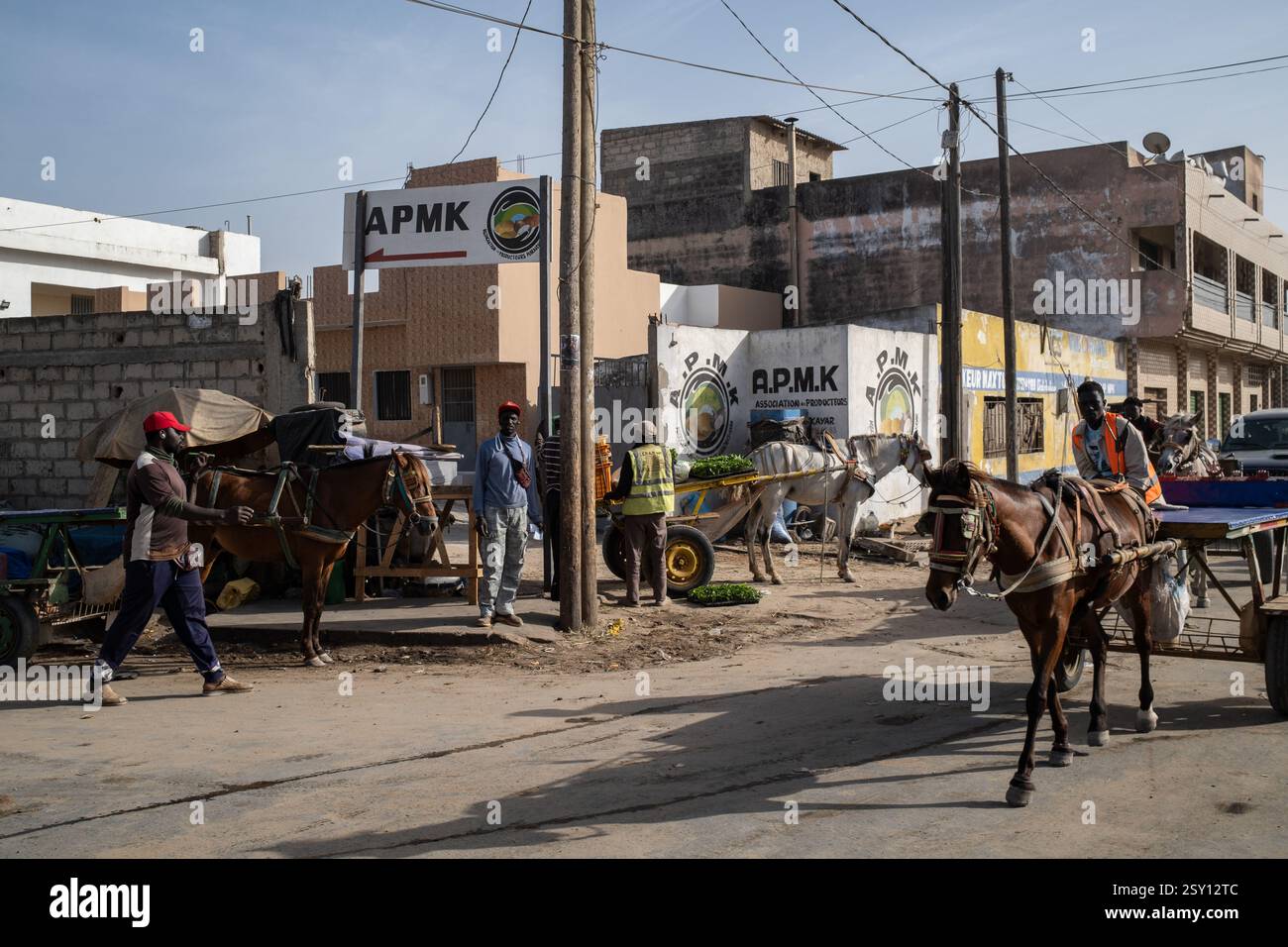 Street in the city center of Cayar, in the Thies region of Senegal, on ...