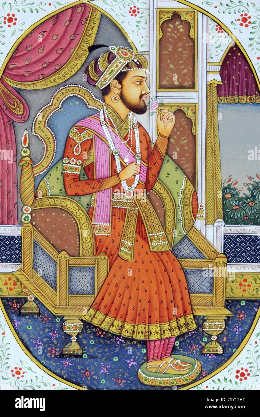 Miniature painting of Mughal Emperor Shah Jahan Stock Photo - Alamy