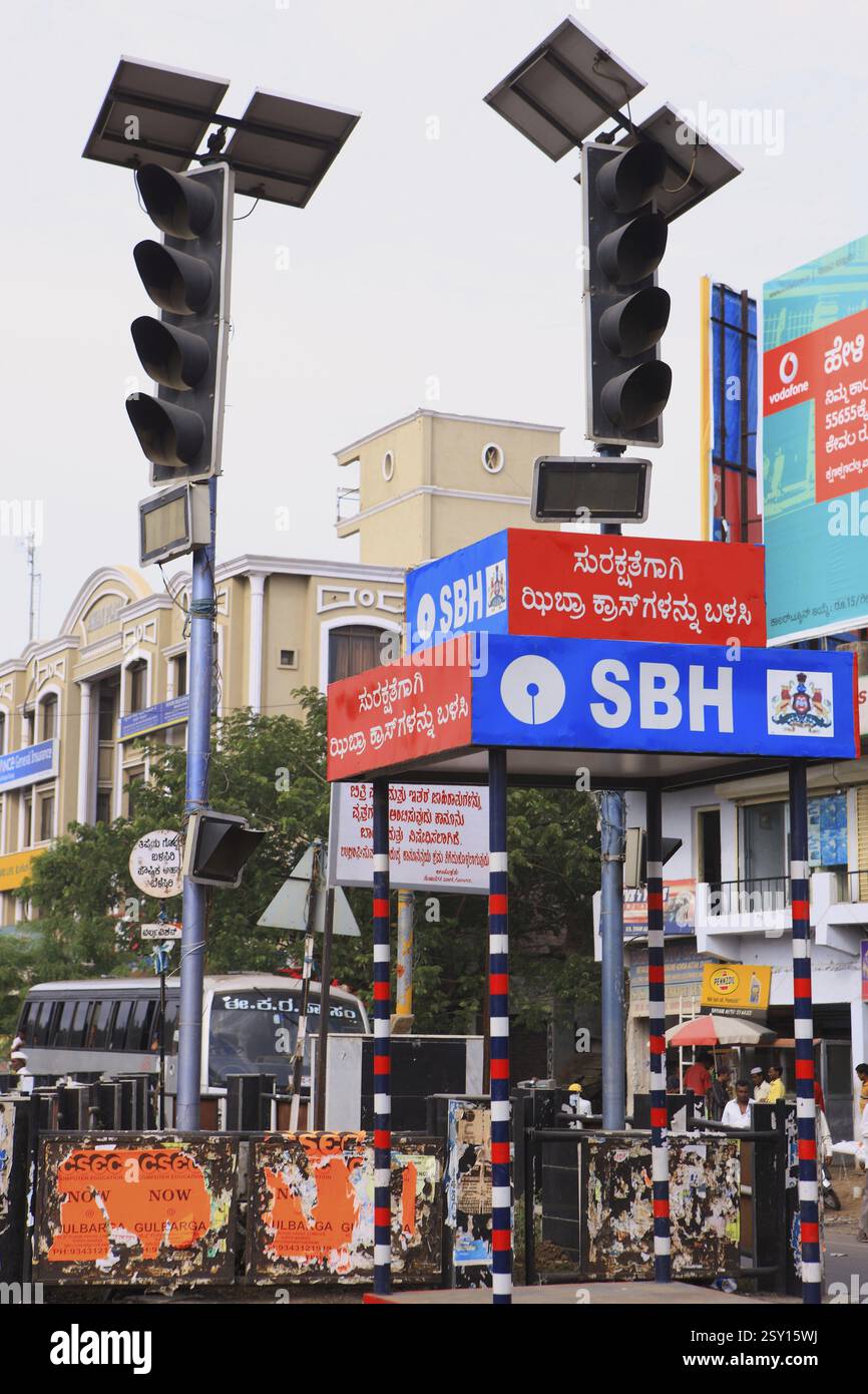 Solar panels for street lights, gulbarga, karnataka, india, asia Stock ...