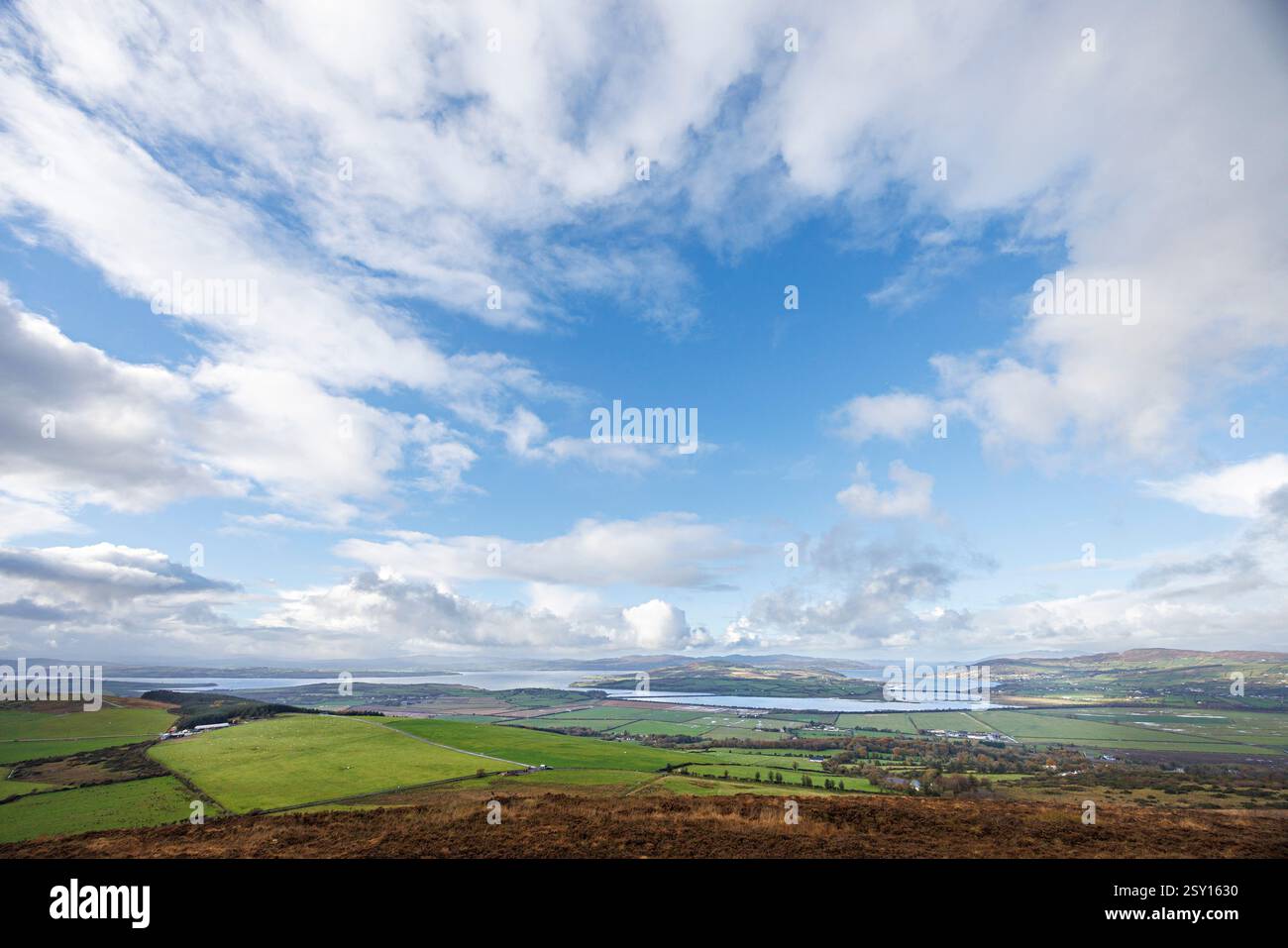Inch Island and Lough Swilly from Grianan of Aileach, Co. Donegal ...