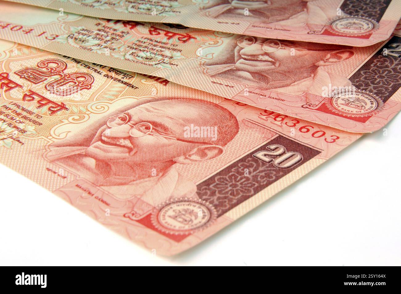 Concept of indian currency twenty rupee notes Stock Photo - Alamy