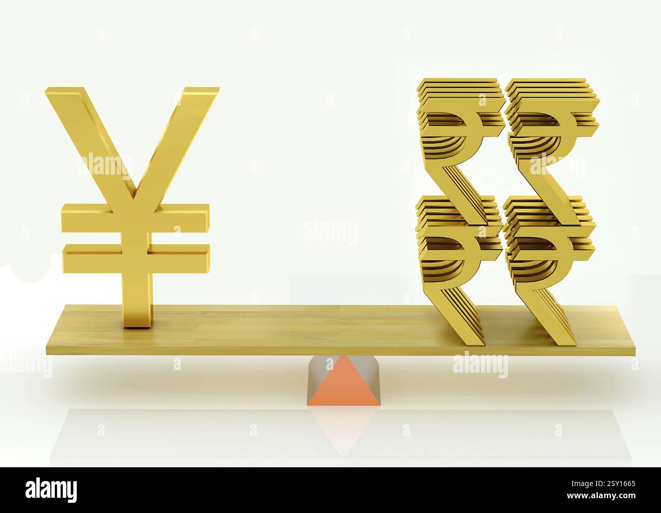 Balancing, chinese yuan and indian rupee, india, asia Stock Photo - Alamy