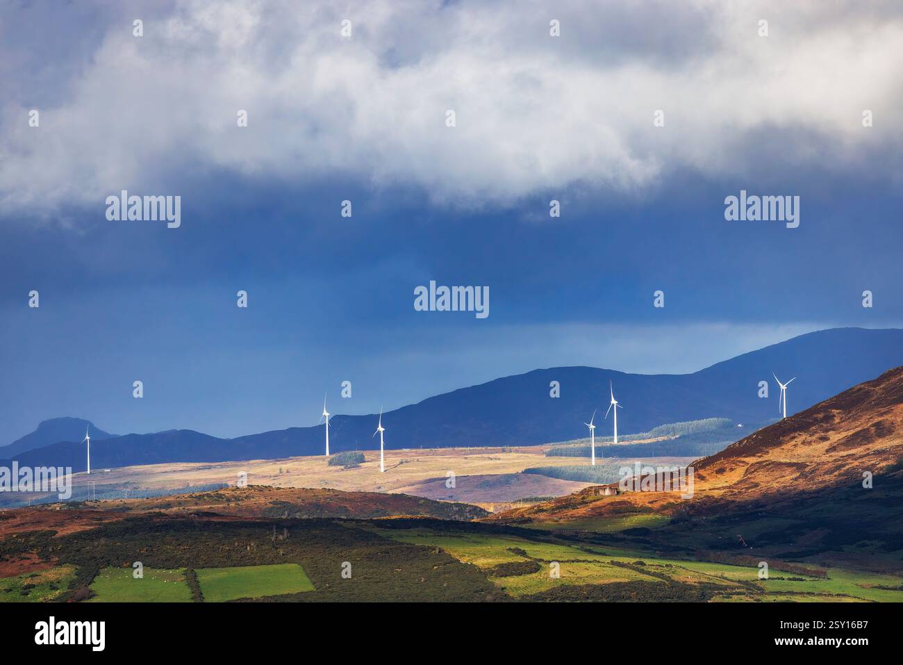 Wind turbines, Inishowen peninsula, Co. Donegal, Ireland Stock Photo ...