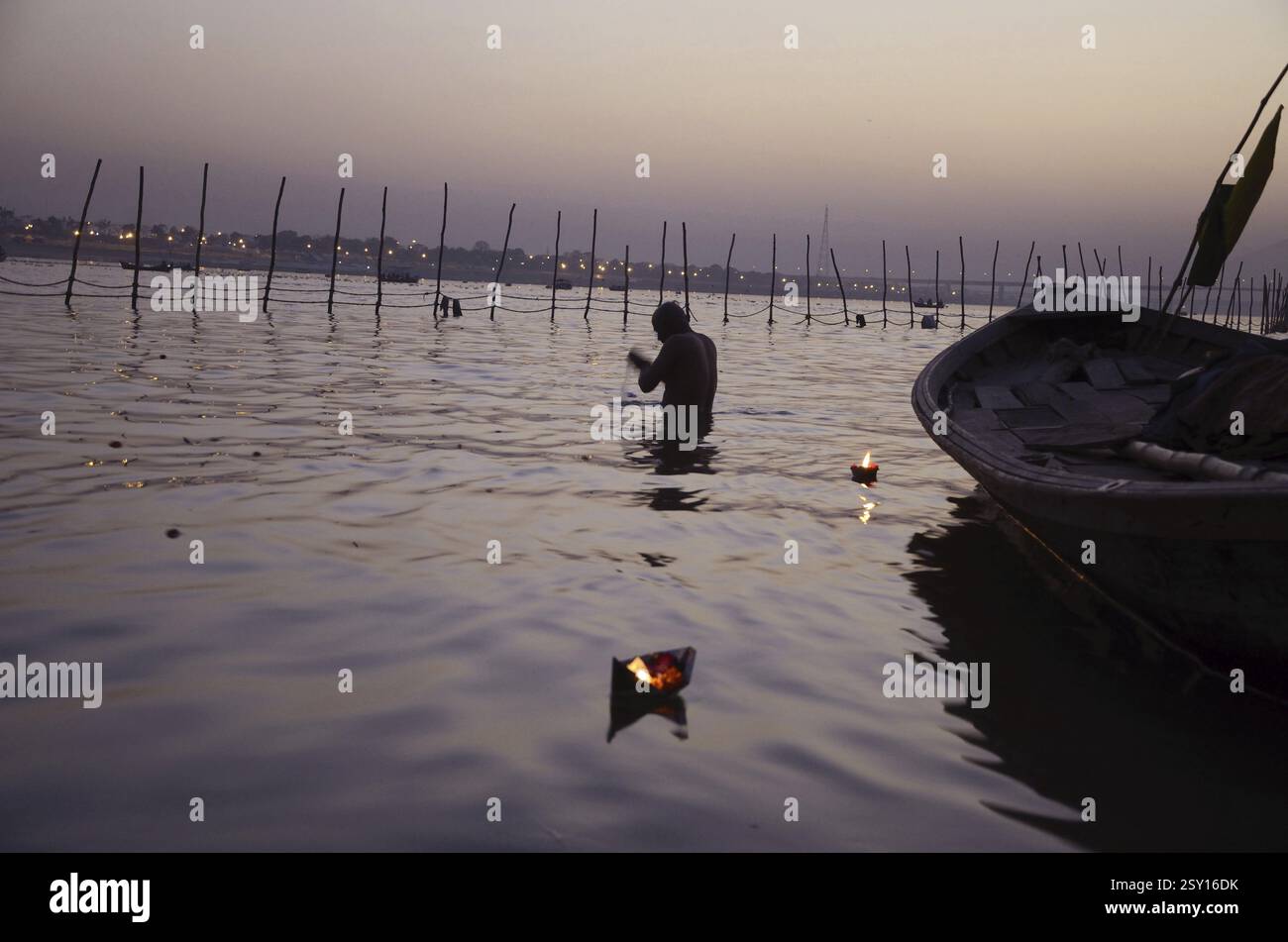Man bathing in river Kumbh Mela at Allahabad Uttar Pradesh India Stock ...