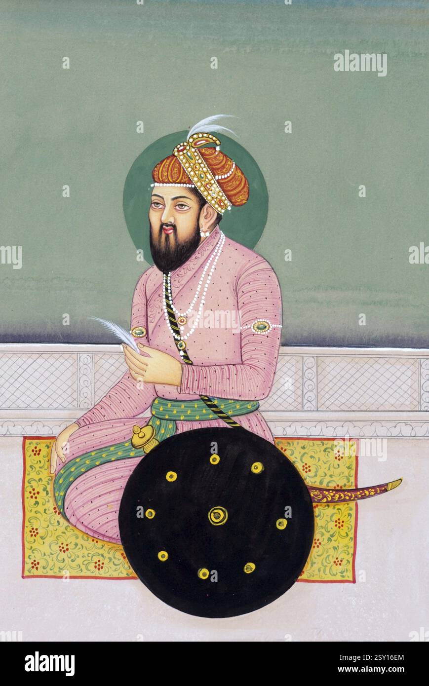 Miniature painting of mughal emperor babur Stock Photo - Alamy