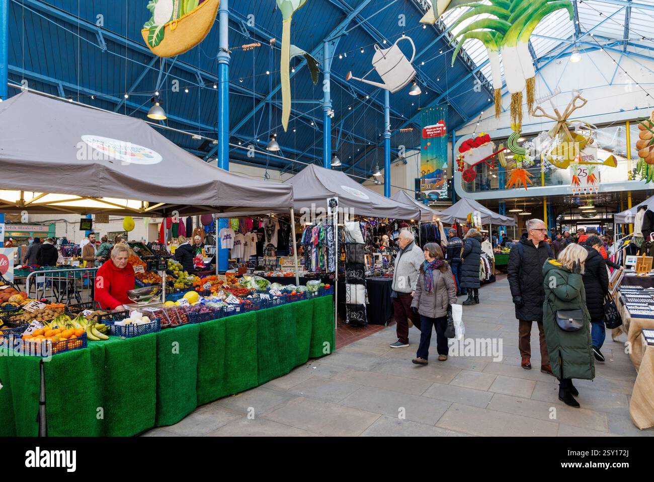 Indoor market, Abergavenny, Wales, UK Stock Photo - Alamy