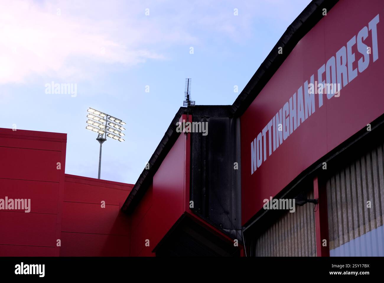 A general view of Nottingham Forest signage outside the ground ahead of ...