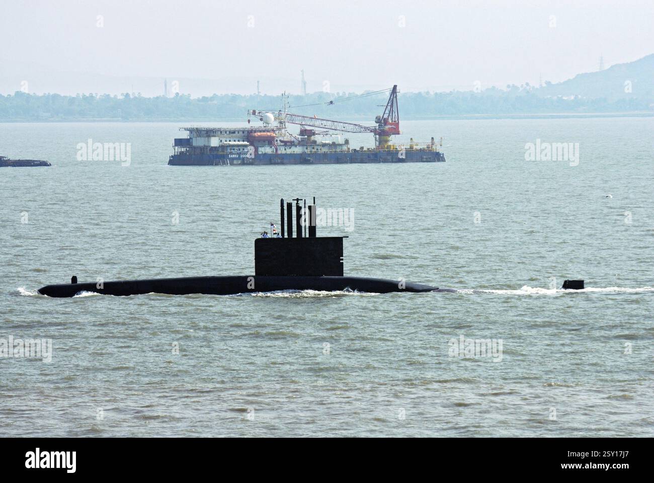 Indian navy officer on the deck of submarine, Bombay, Mumbai ...