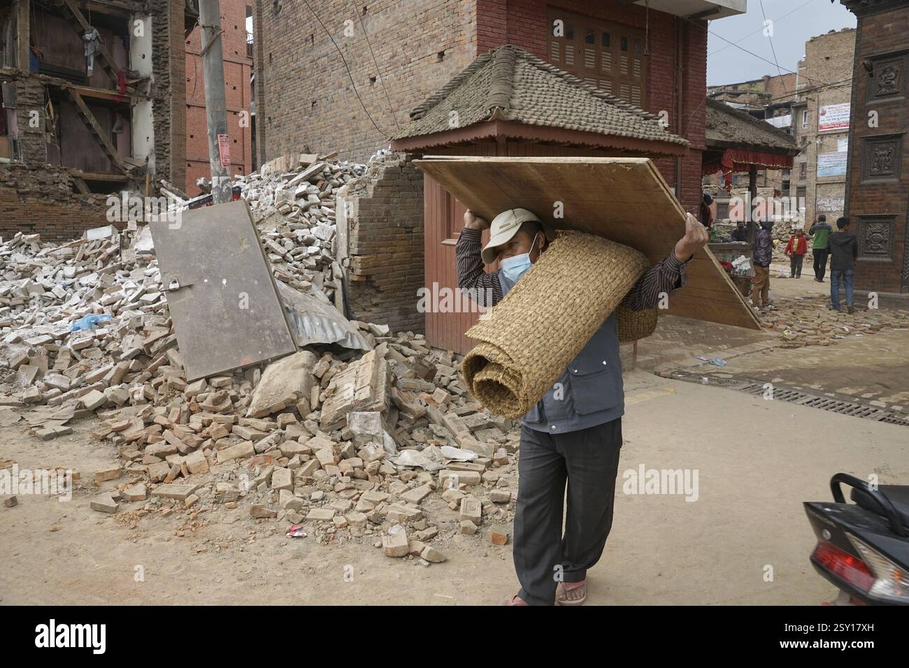 Residential building collapsed, earthquake, kathmandu, nepal, asia ...