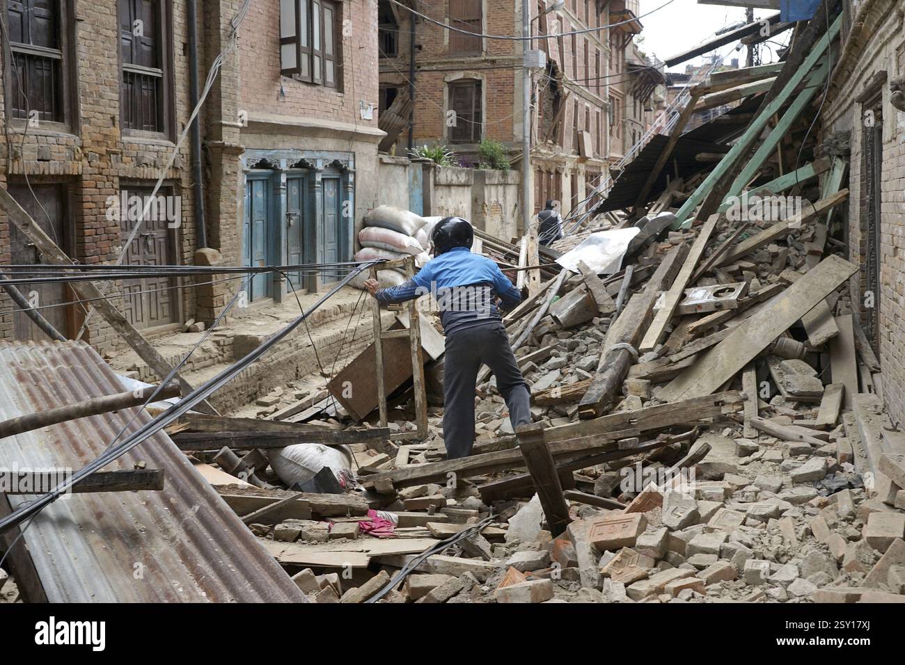 Residential building collapsed, earthquake, kathmandu, nepal, asia ...