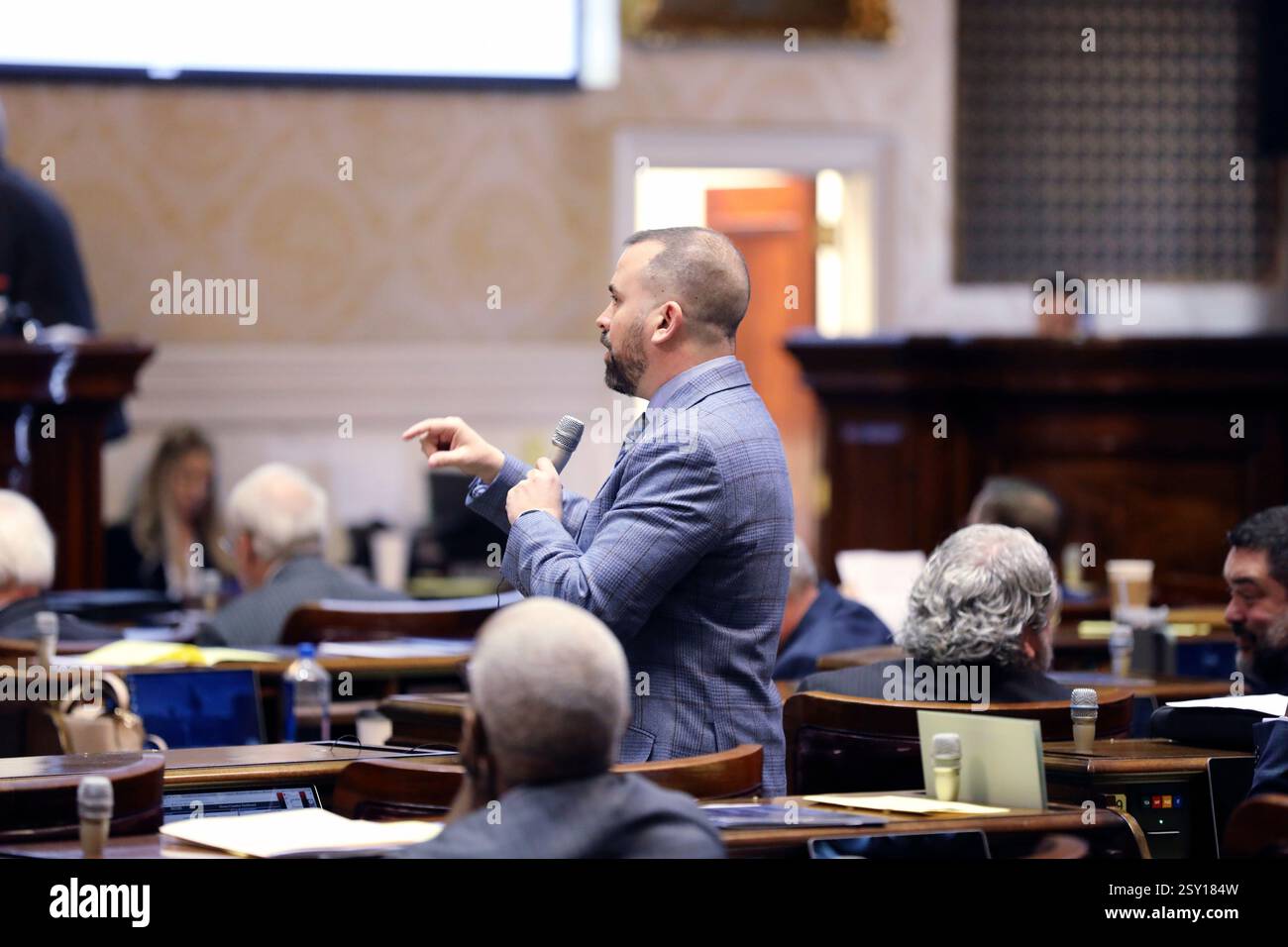 South Carolina Rep. Neal Collins, R-Easley, speaks about a voucher bill ...