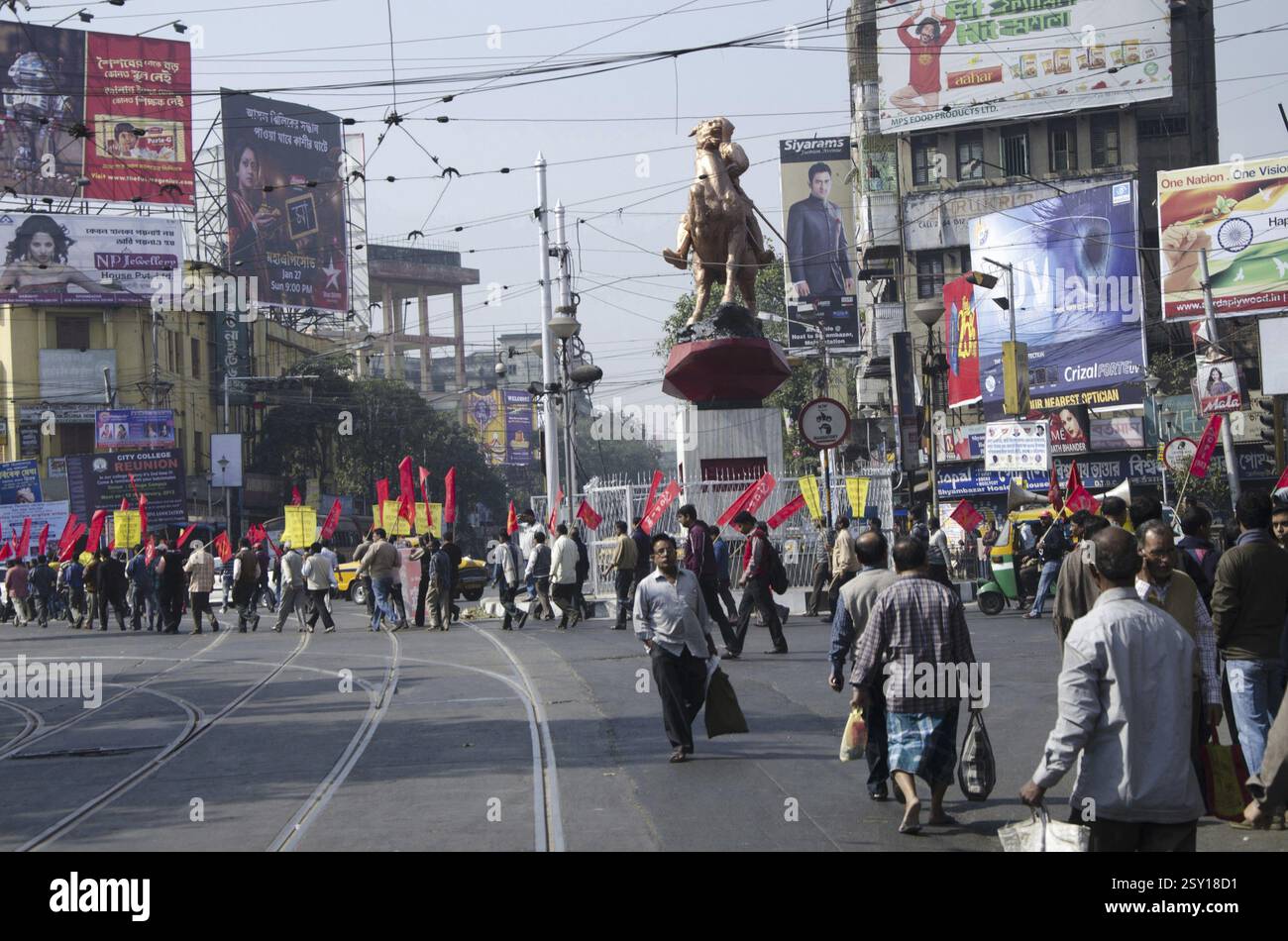 Rally of left parties on road at West Bengal India Stock Photo - Alamy