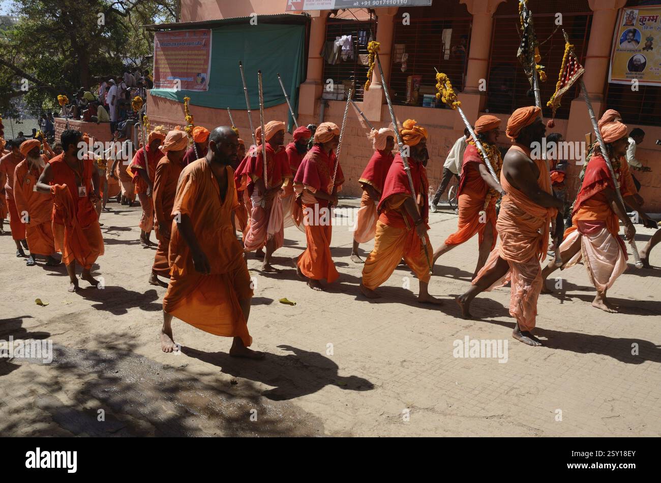 Sadhu walking on road, kumbh mela, Ujjain, Madhya pradesh, India, Asia ...