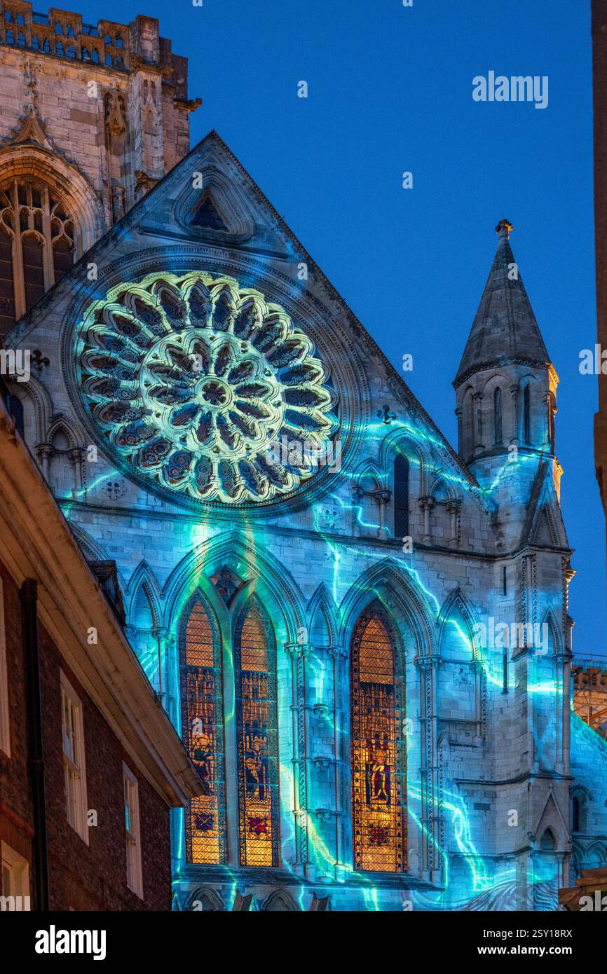 Colour and Light festival illuminating York's iconic Rose Window on the ...