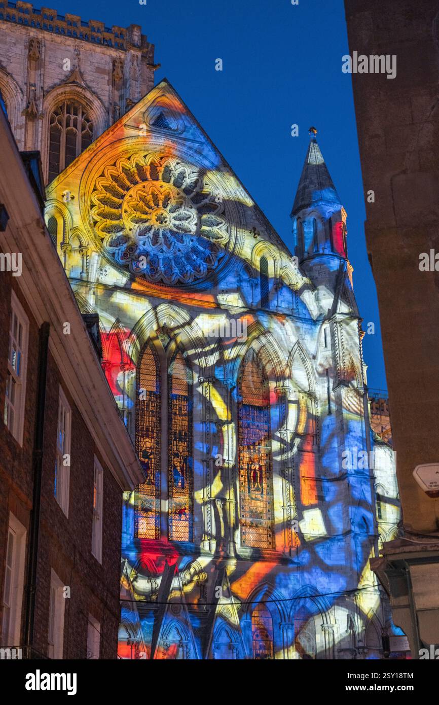Colour and Light festival illuminating York's iconic Rose Window on the ...