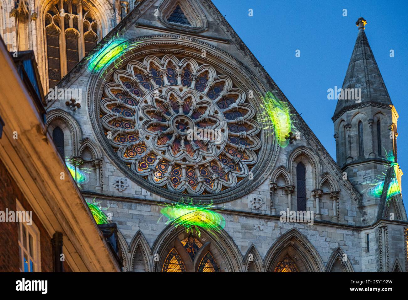 Colour and Light festival illuminating York's iconic Rose Window on the ...