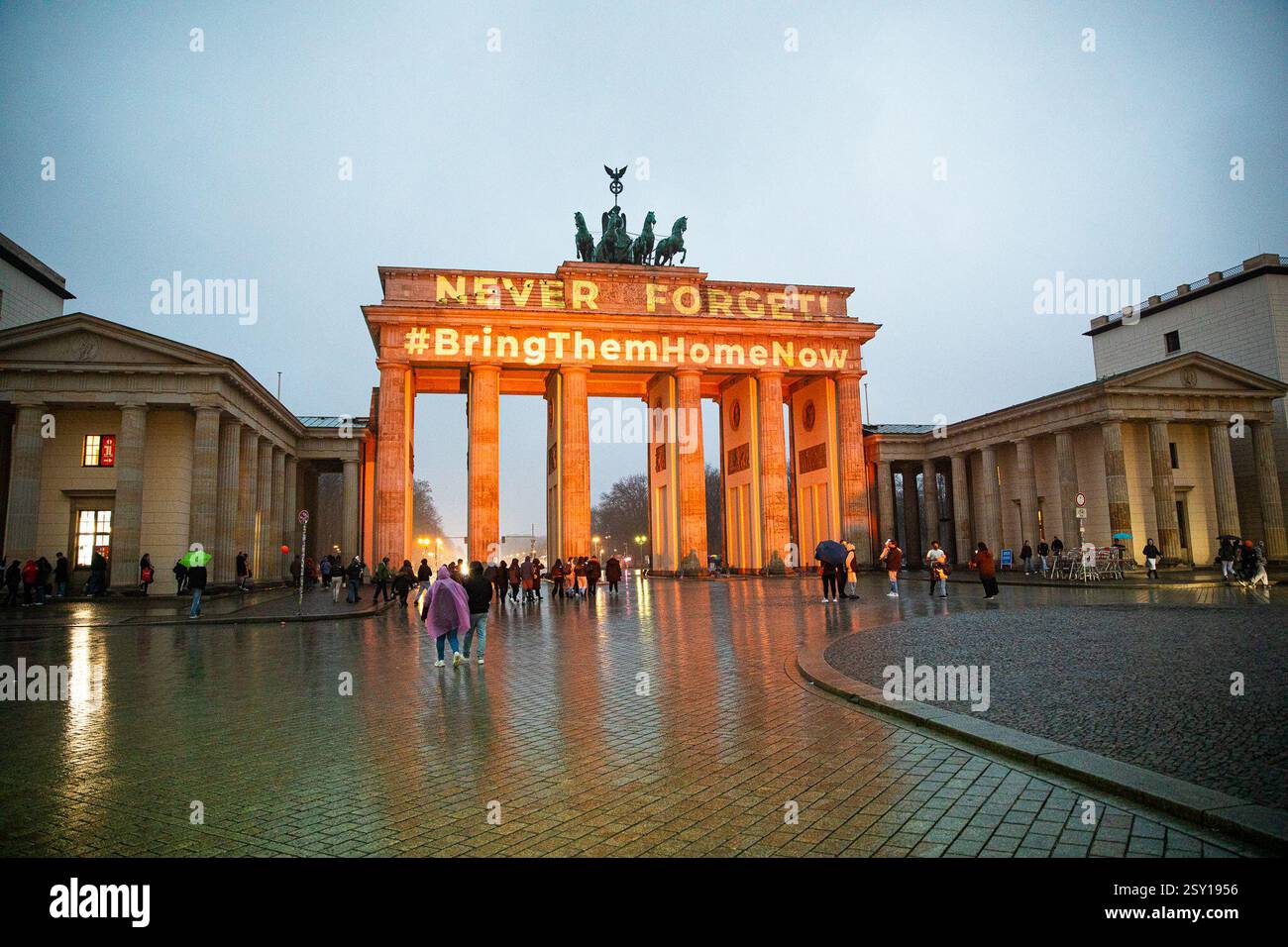 The Brandenburg Gate in Berlin was illuminated in orange on Wednesday ...