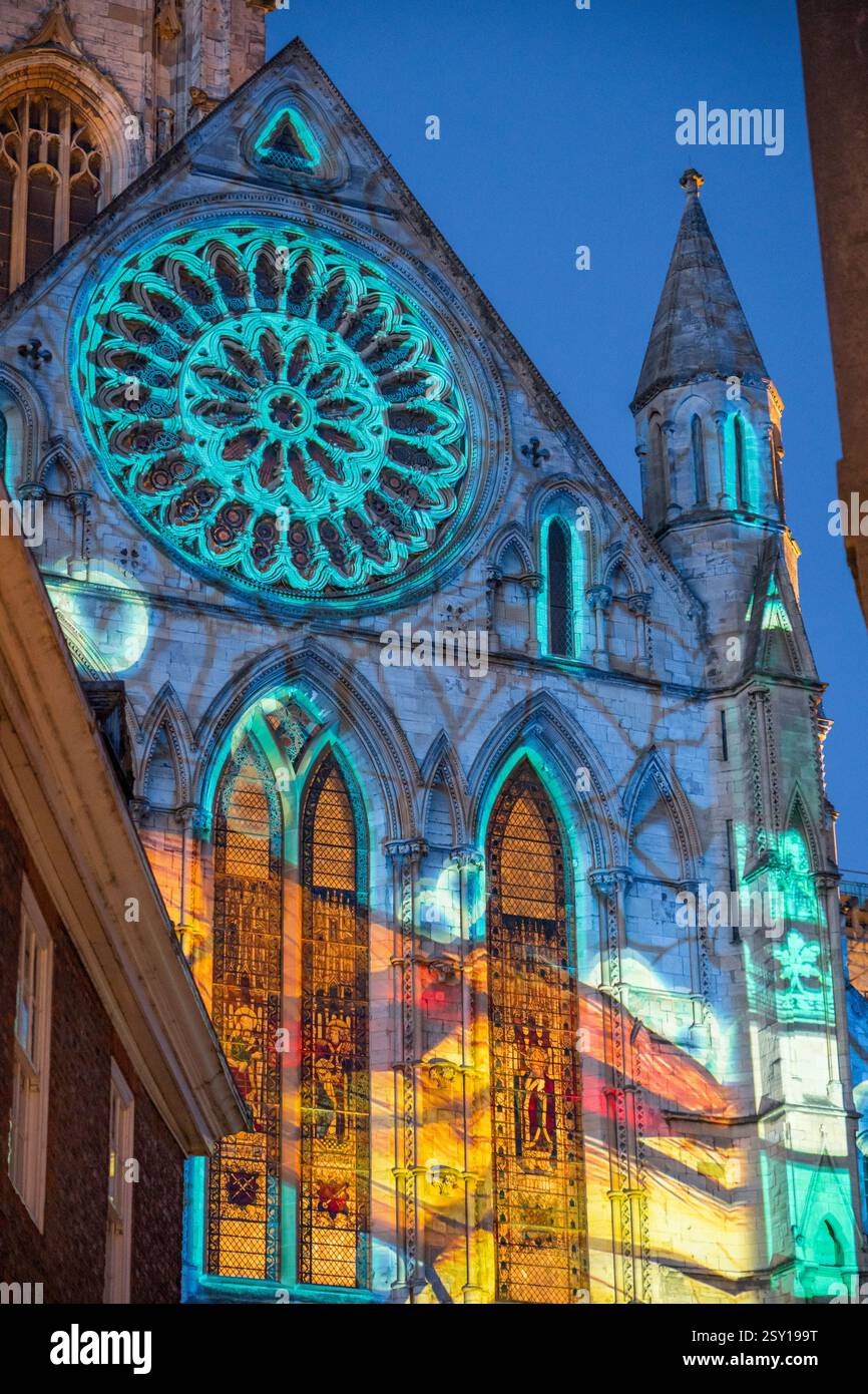 Colour and Light festival illuminating York's iconic Rose Window on the ...