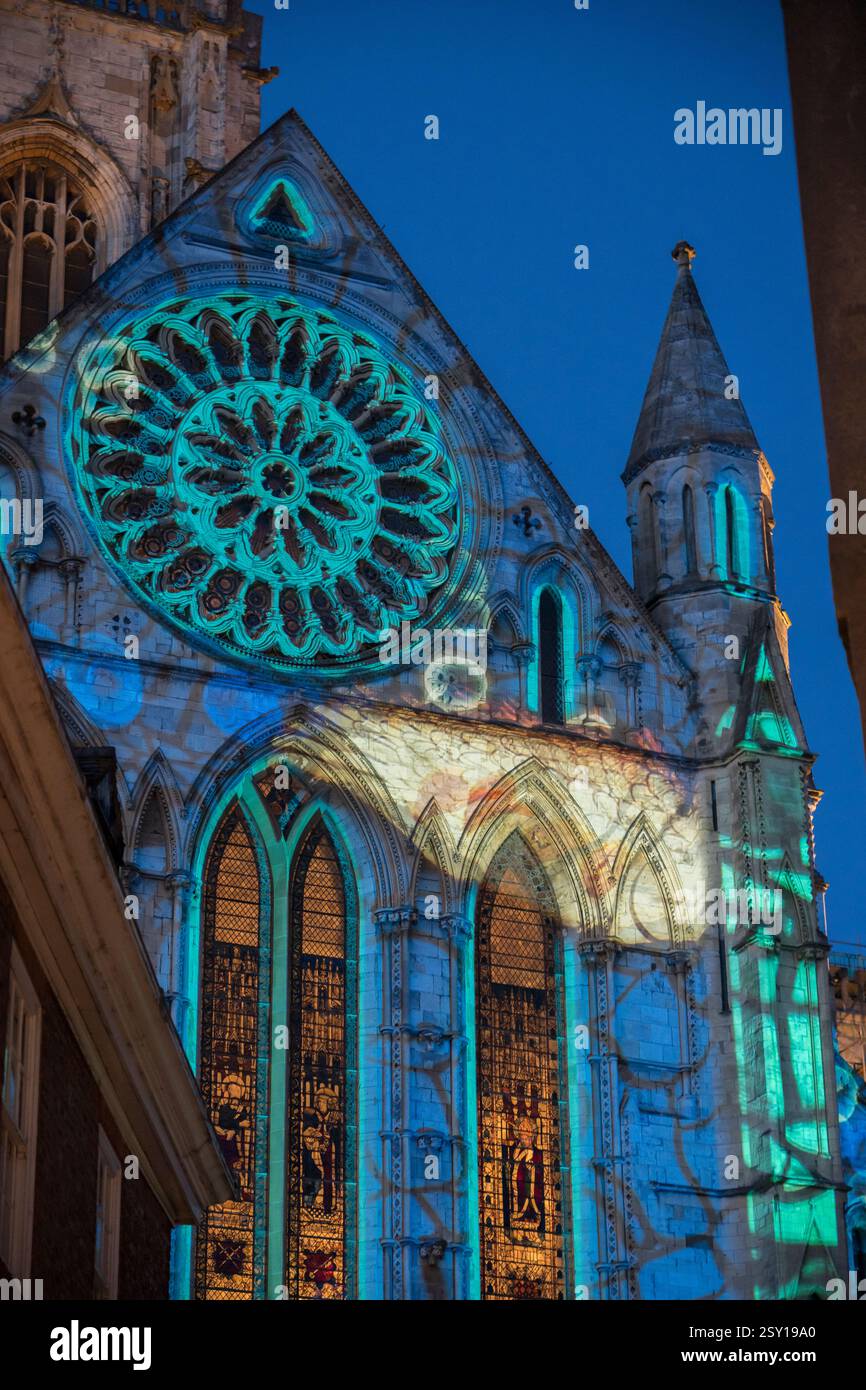 Colour and Light festival illuminating York's iconic Rose Window on the ...