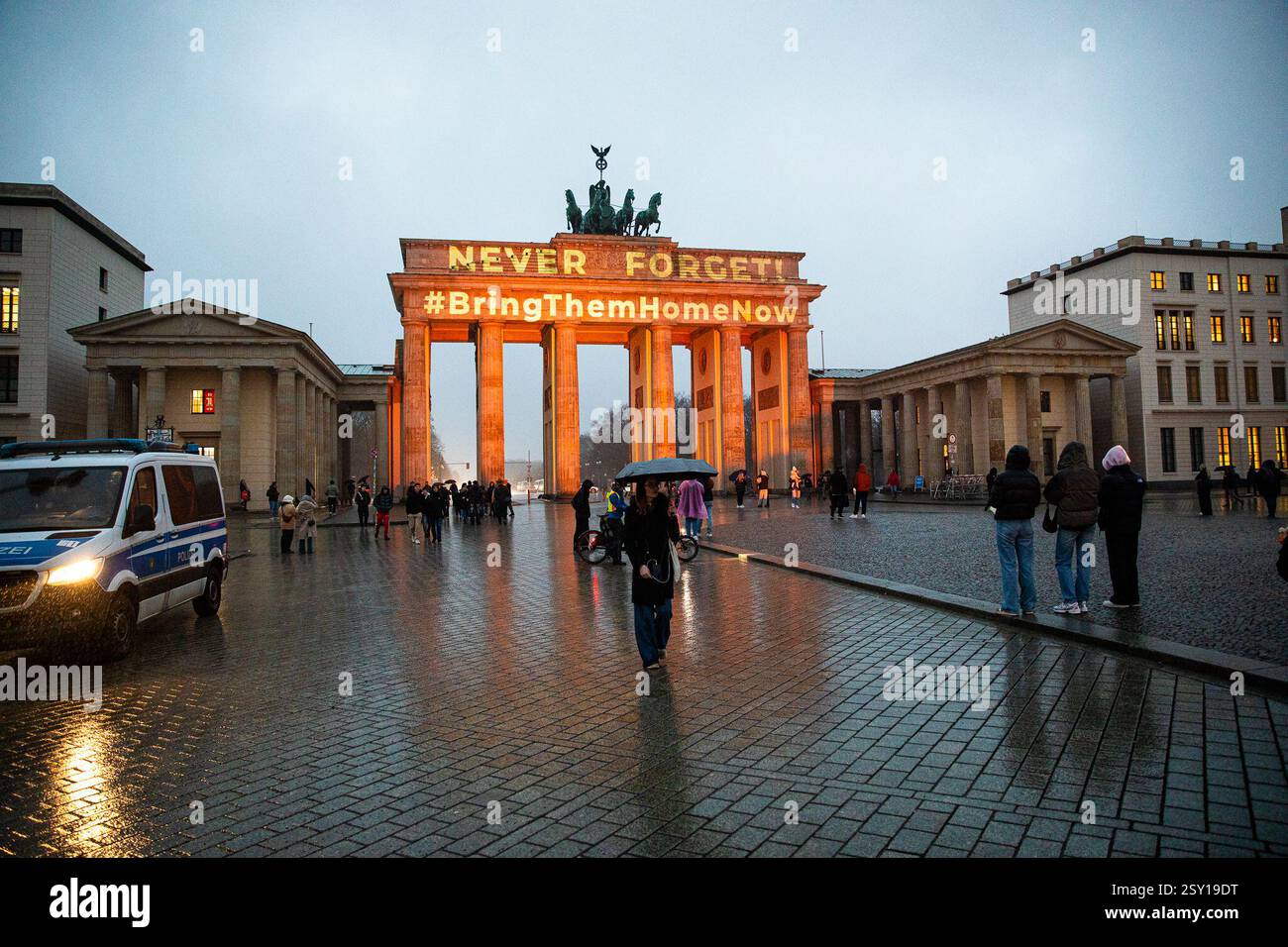 The Brandenburg Gate in Berlin was illuminated in orange on Wednesday ...