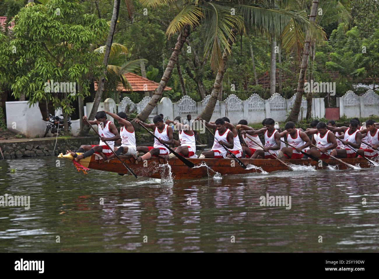 Snake boats Racing in Punnamada Lake at Alleppey Kerala India Stock ...